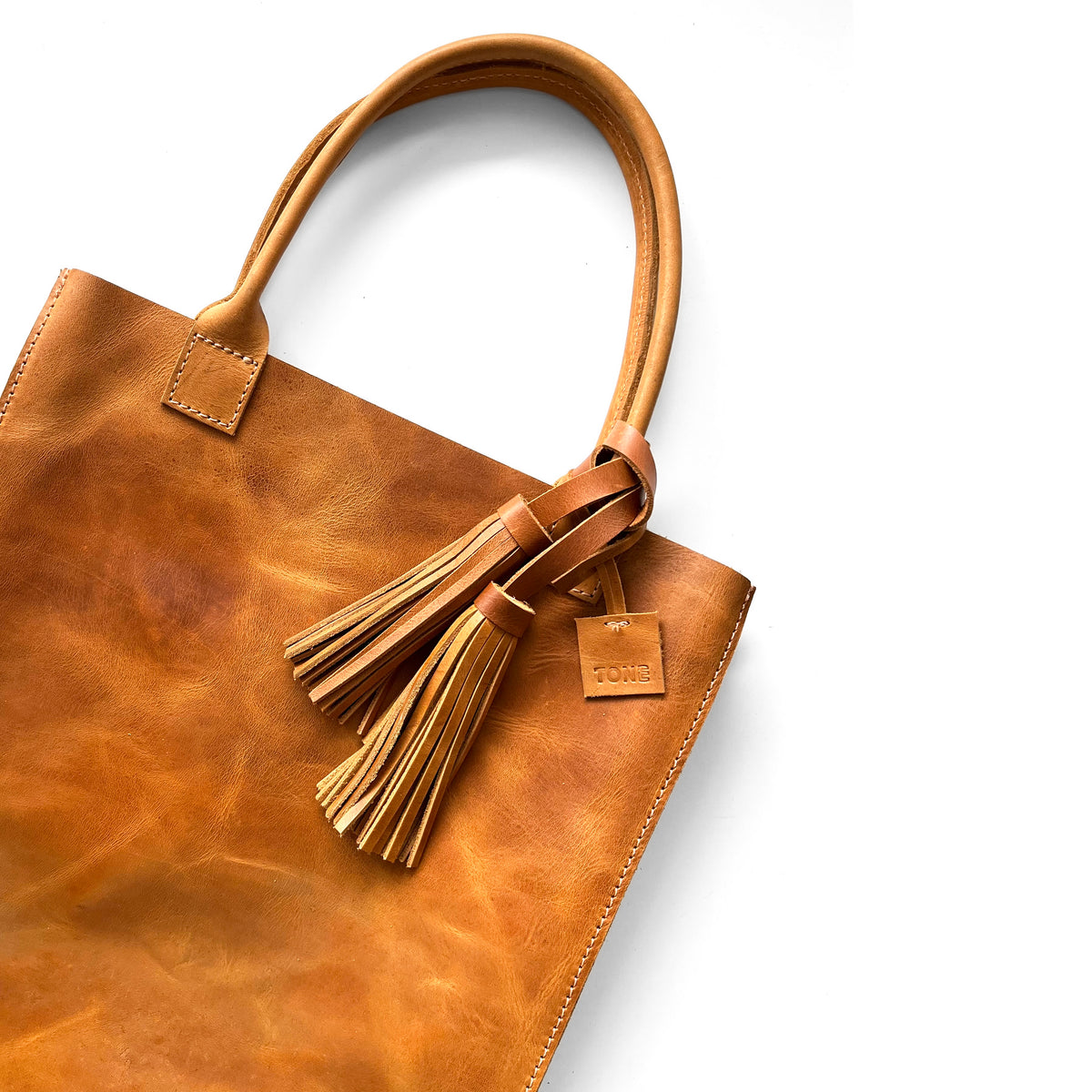 Slim Leather Tote, Caramel – TONE Textiles